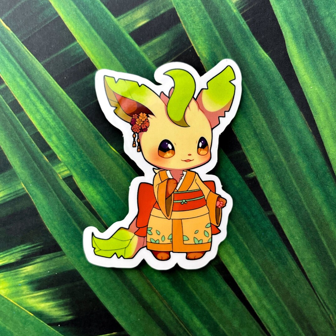 Leafeon Kimono Vinyl Sticker Cute Kawaii Eeveelution 3 Inch Waterproof ...