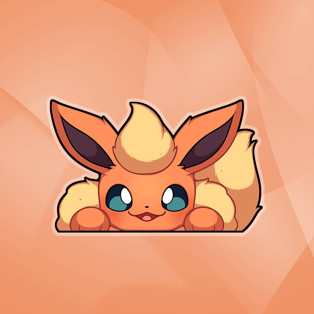 Flareon Peeker Sticker, Kawaii Eeveelution Pokemon Sticker, Cute ...