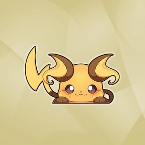 Raichu Peeker Sticker 5, Kawaii Kanto Pokemon Sticker, Cute Waterproof ...