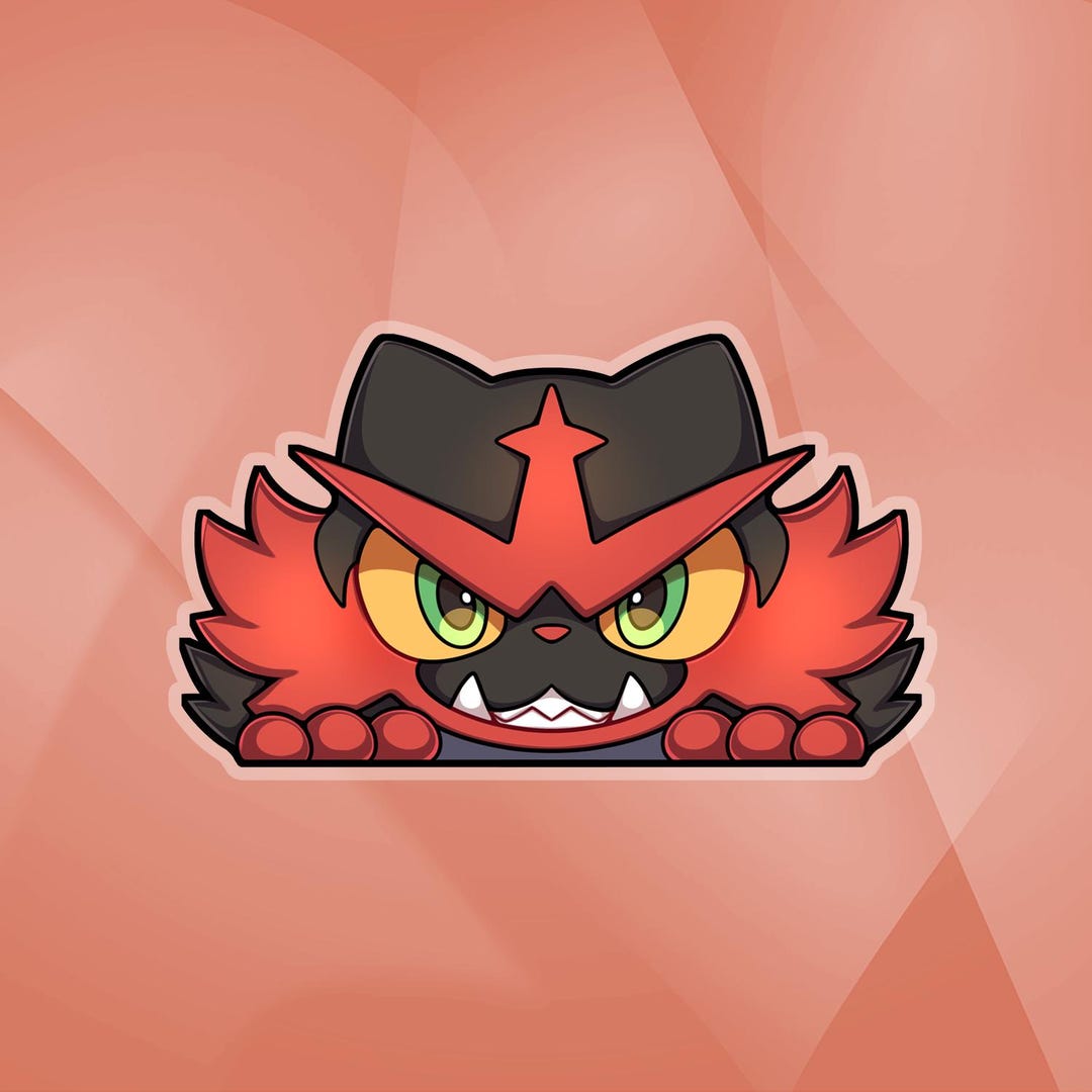 Incineroar Peeker Sticker 5in Cute Starter Pokemon Sticker and Car ...