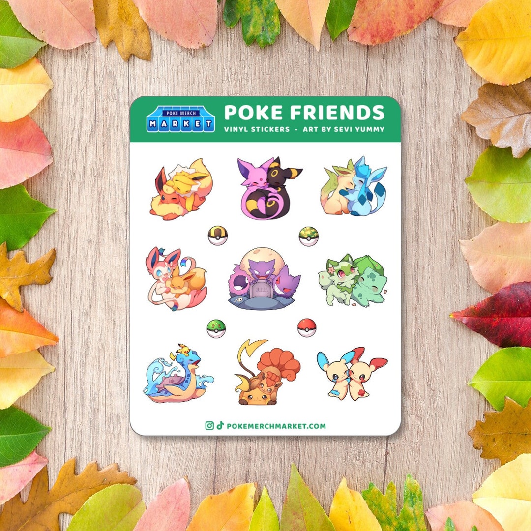 Poke Friends Sticker Sheet Eeveelutions, Gengar, Sprigatito & More ...