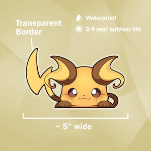 Raichu Peeker Sticker 5, Kawaii Kanto Pokemon Sticker, Cute Waterproof ...