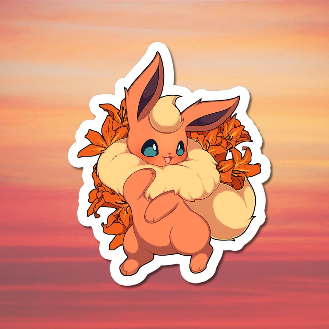 Flareon With Flowers Sticker Cute Kawaii 3 Inch Waterproof Vinyl Decal ...