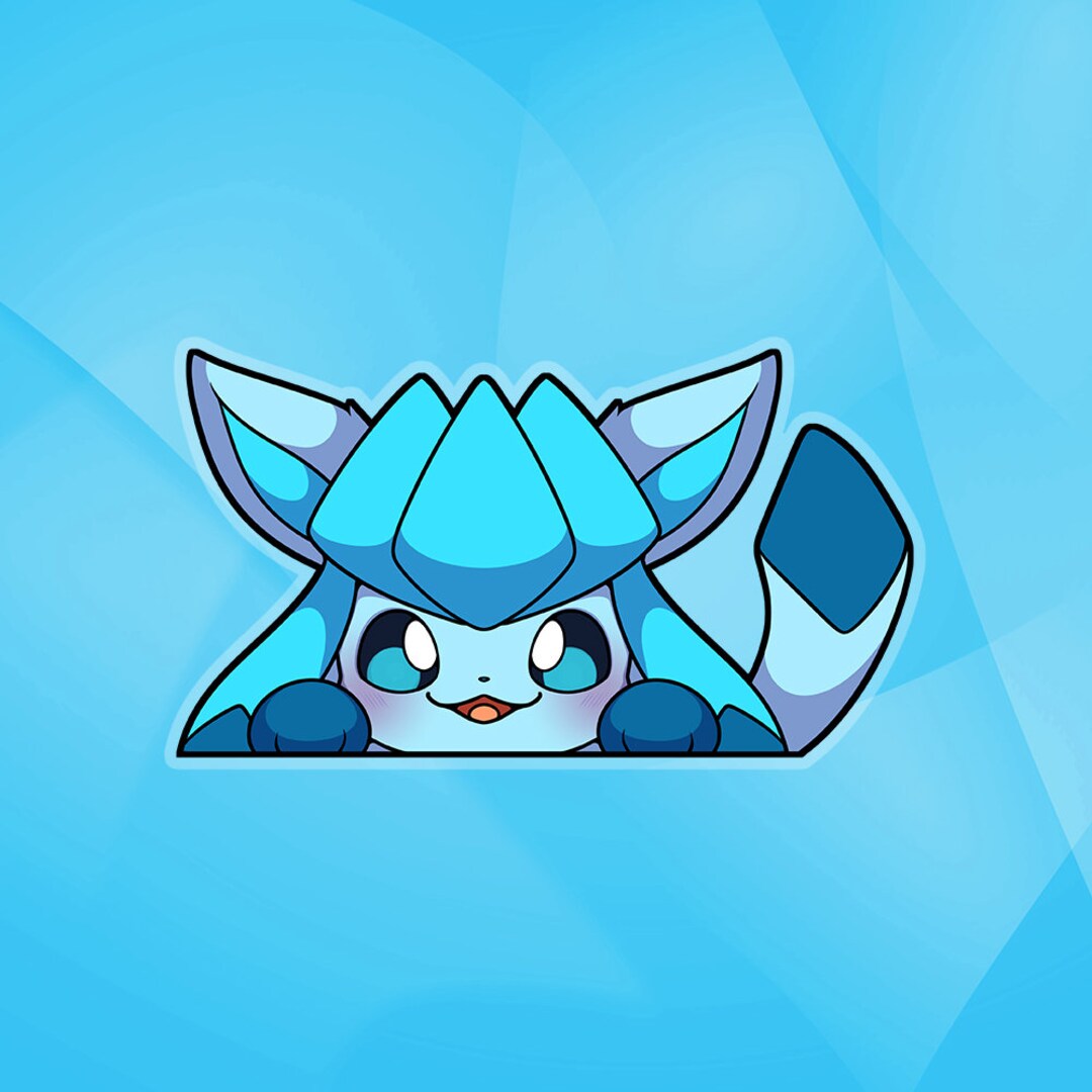 Glaceon Peeker Sticker, Kawaii Eeveelution Pokemon Sticker, Cute ...