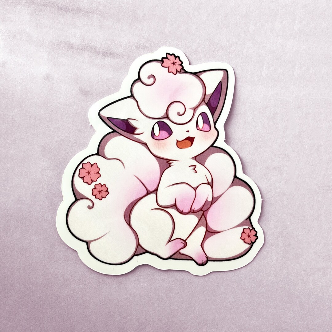Alolan Vulpix Cherry Blossom Sticker Cute Kawaii 3 Inch Waterproof ...