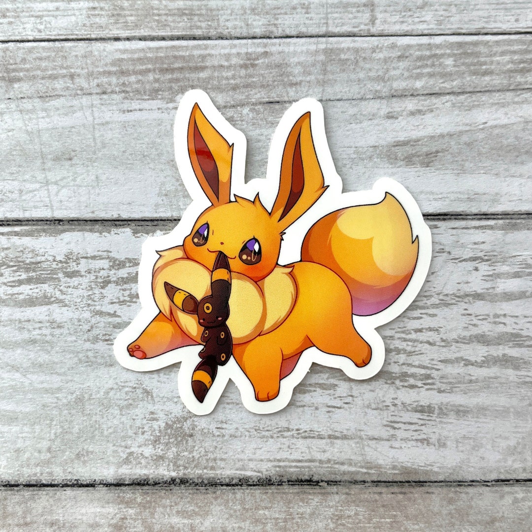 Eevee With Umbreon Plush Sticker Cute Kawaii 3 Inch Waterproof Decal ...