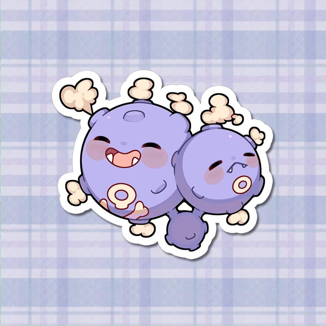 Weezing Sticker Cute Kawaii 3 Inch Waterproof Pokemon Sticker Decorate ...