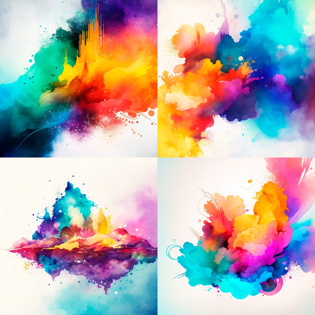 Vibrant Watercolor Background Bundle Download PNG - Etsy