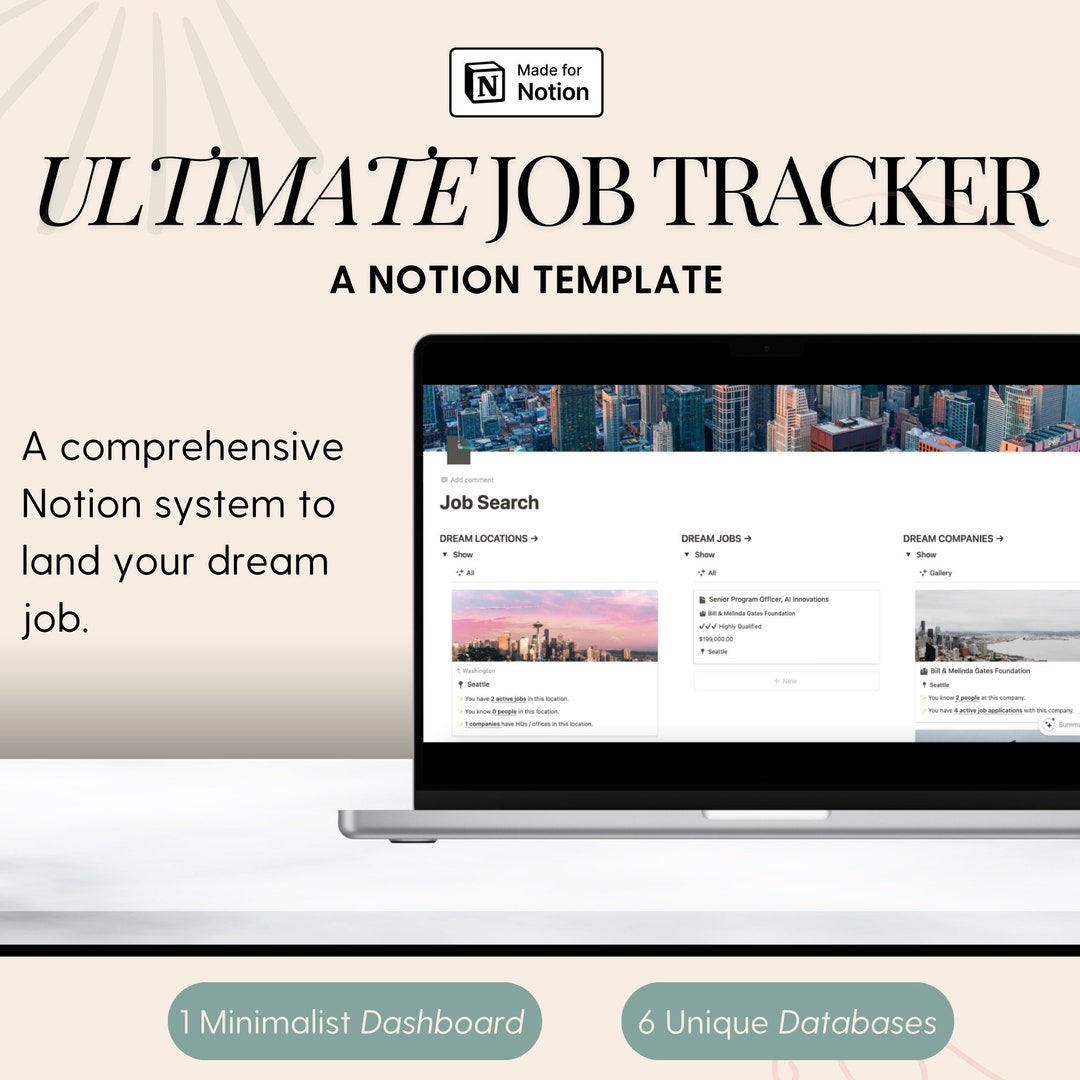 Ultimate Job Tracker for Notion | Job Search Template | Notion Template ...
