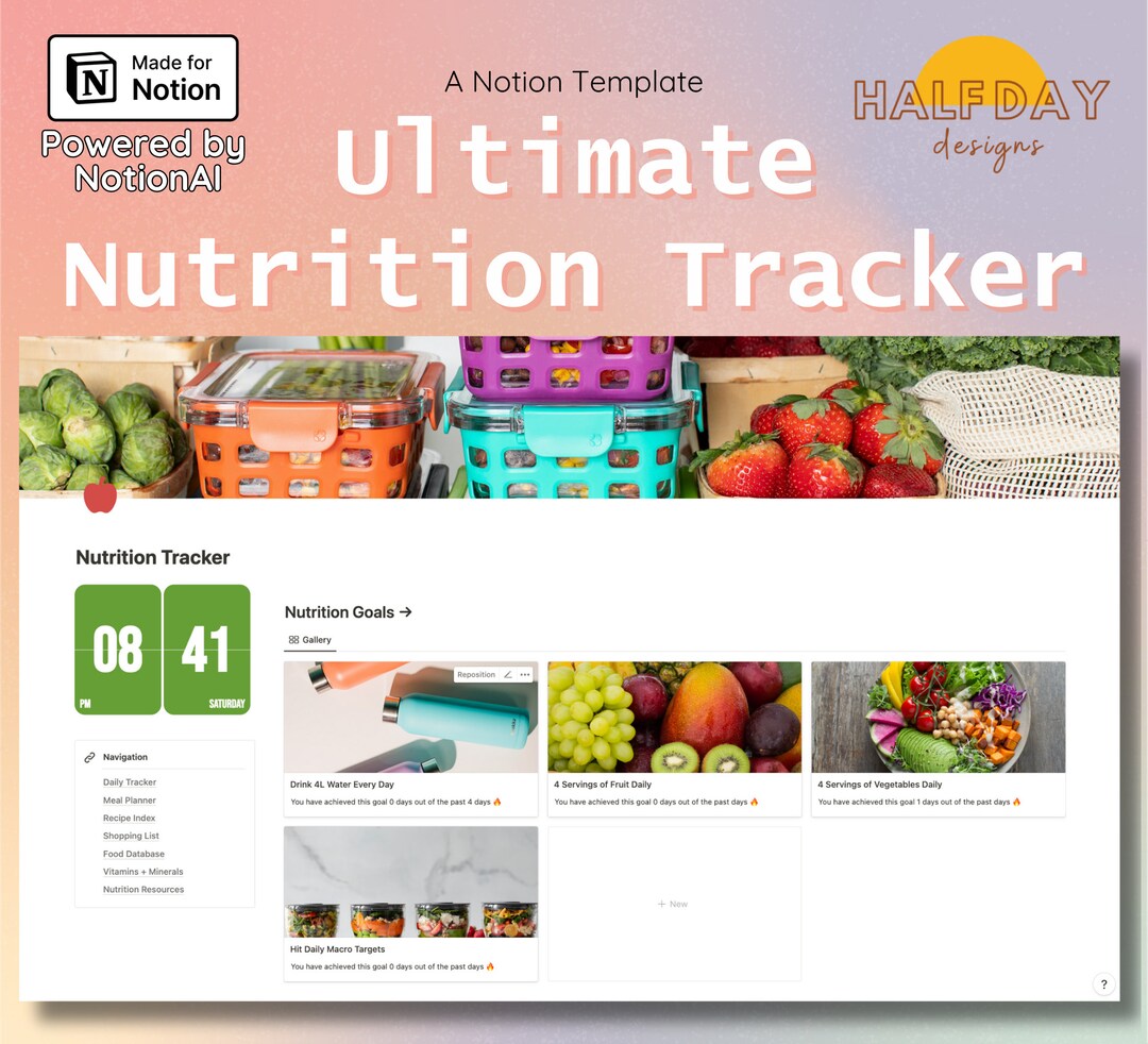 Ultimate Nutrition Tracker for Notion | Calories, Macronutrients ...