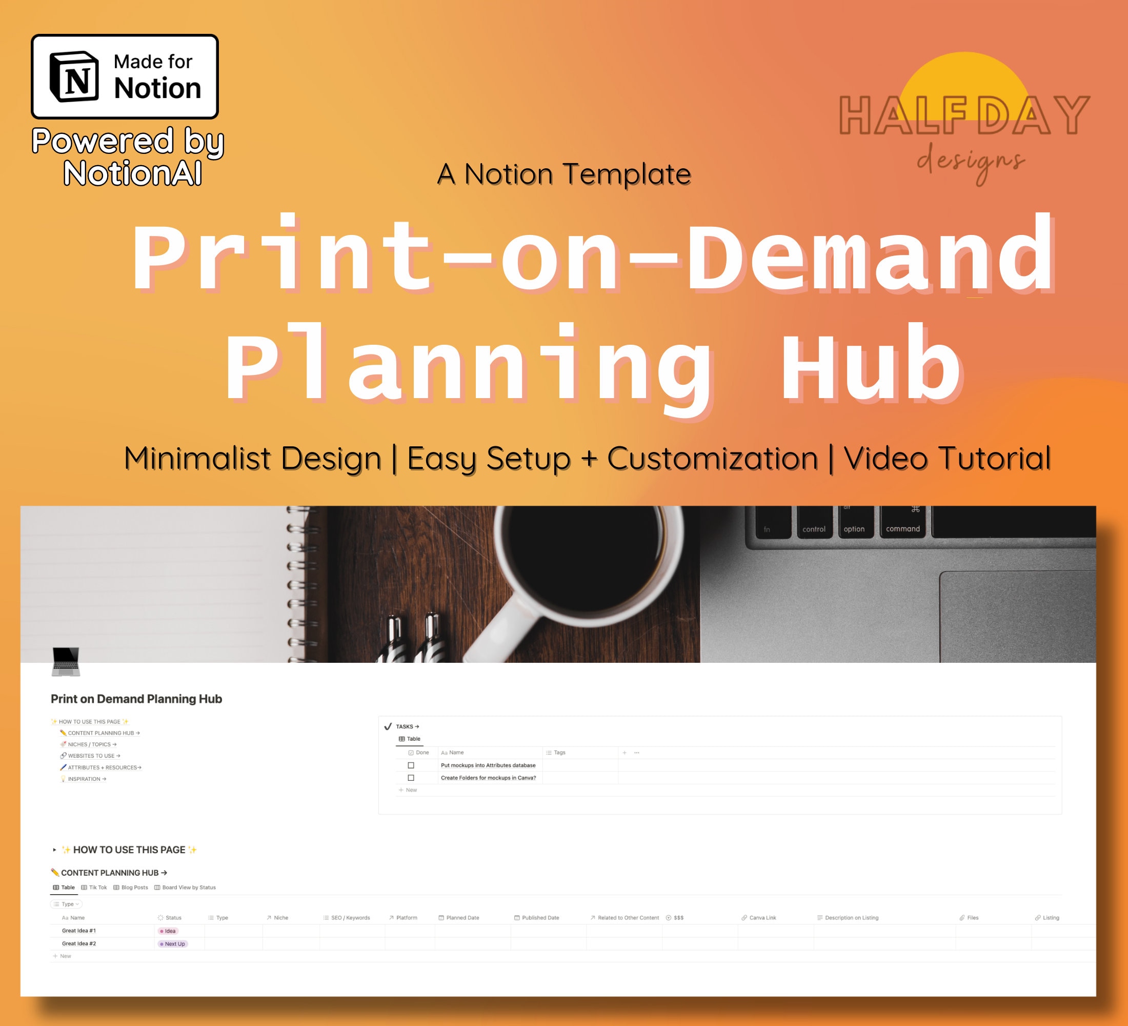 All-in-one Print-on-demand Tracker for Notion | Notion Planner ...