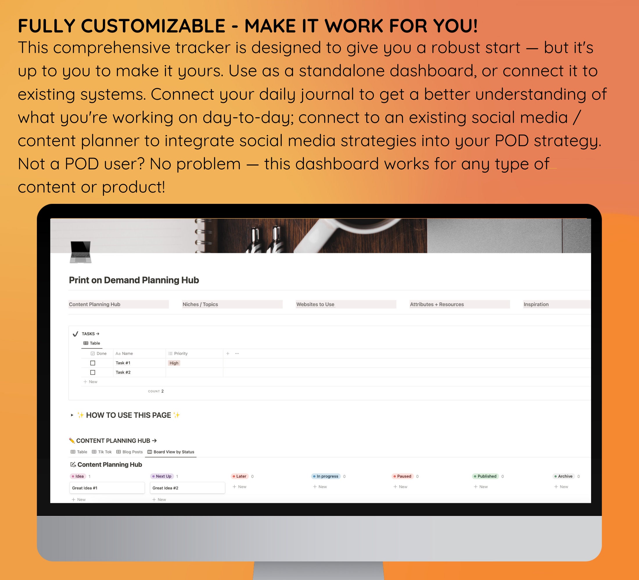 All-in-one Print-on-demand Tracker for Notion | Notion Planner ...