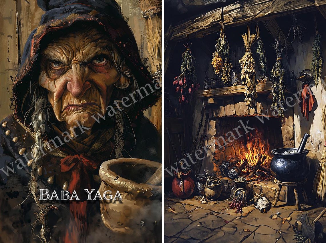 Baba Yaga Phone Wallpaper Set Digital Download - Etsy