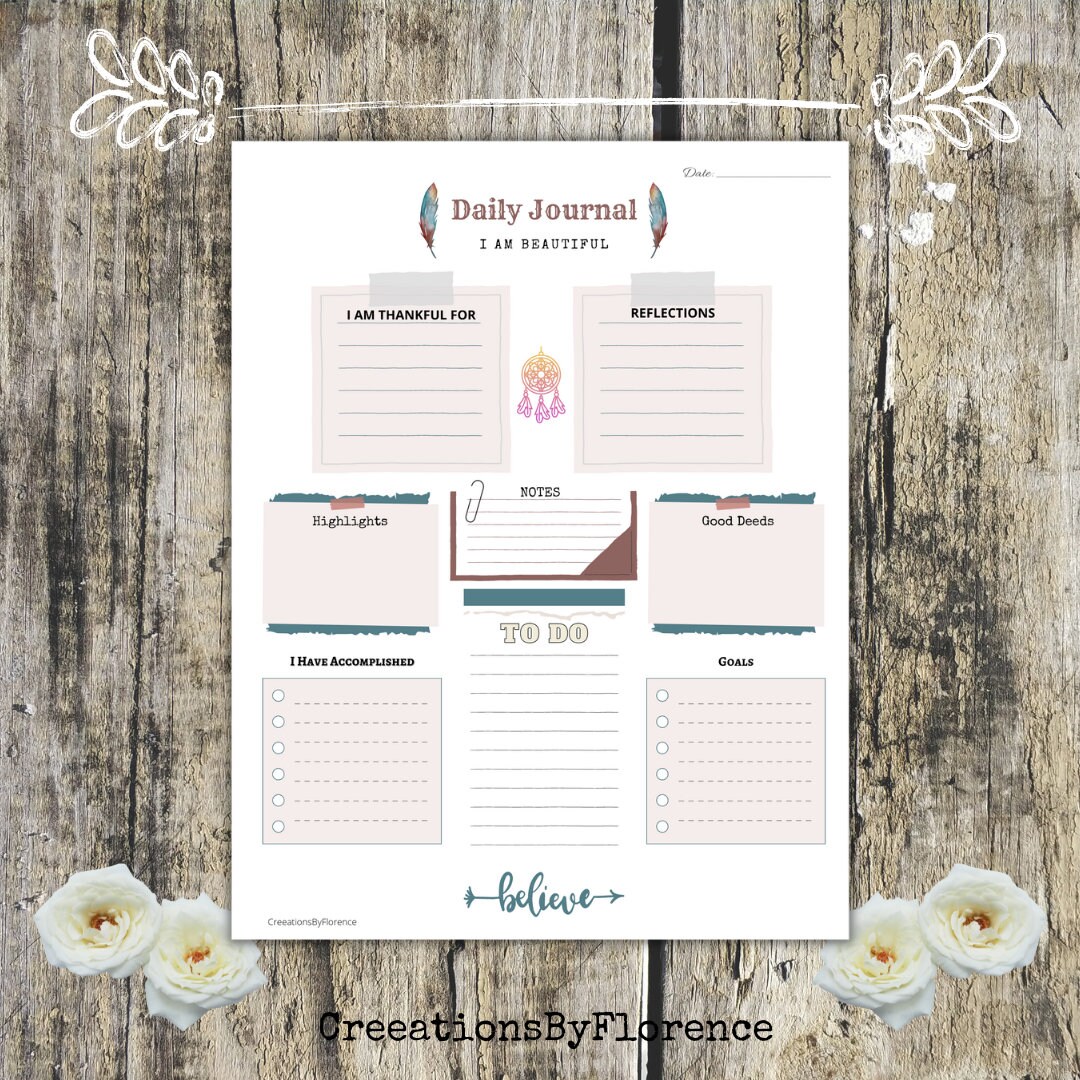 Daily Check-in Gratitude Journal Page - Etsy
