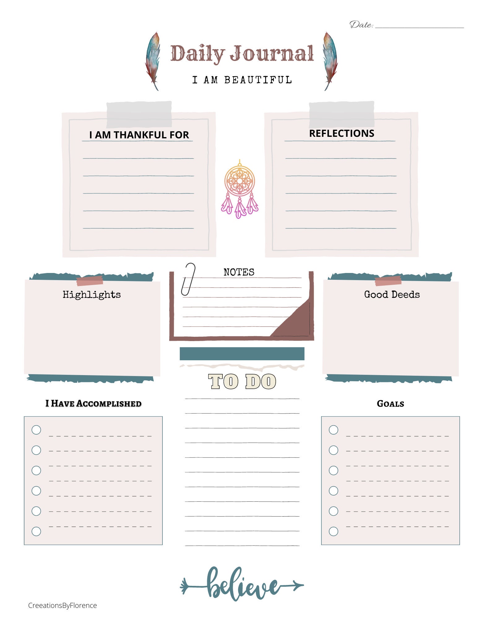 Daily Check-in Gratitude Journal Page - Etsy