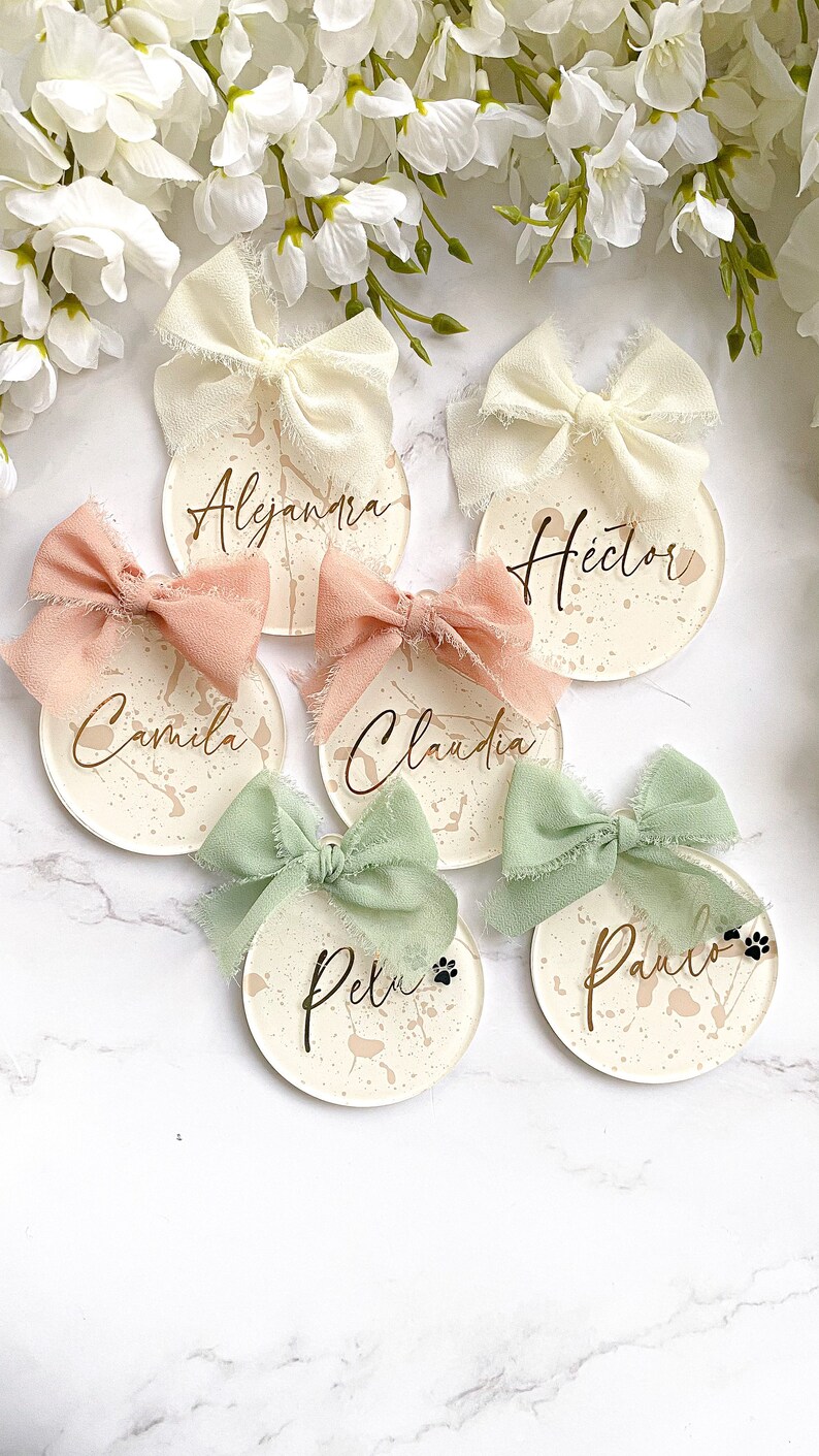 CUSTOM MADE | Acrylic Tags | Chiffon Ribbon | Placecards | Party ...