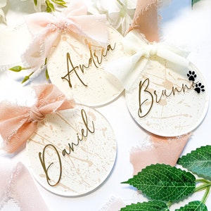 CUSTOM MADE | Acrylic Tags | Chiffon Ribbon | Placecards | Party ...