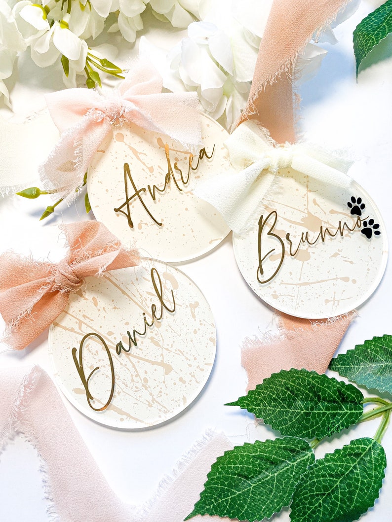 CUSTOM MADE | Acrylic Tags | Chiffon Ribbon | Placecards | Party ...