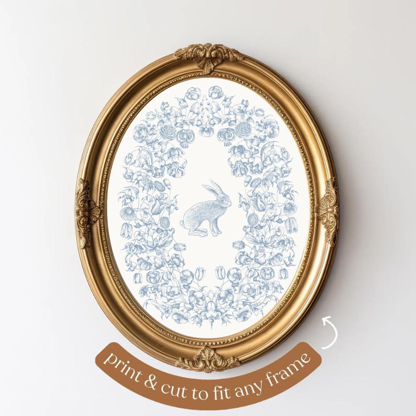 Vintage Rabbit Print | Dainty Blue Bunny | Easter Print | Blue Vintage ...
