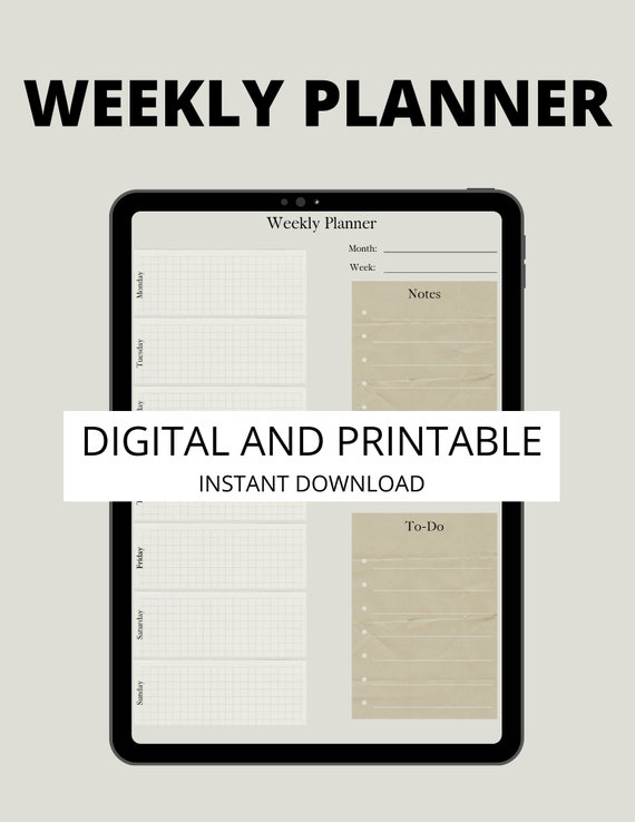 Digital and Printable Weekly Planner Undated Planner - Etsy