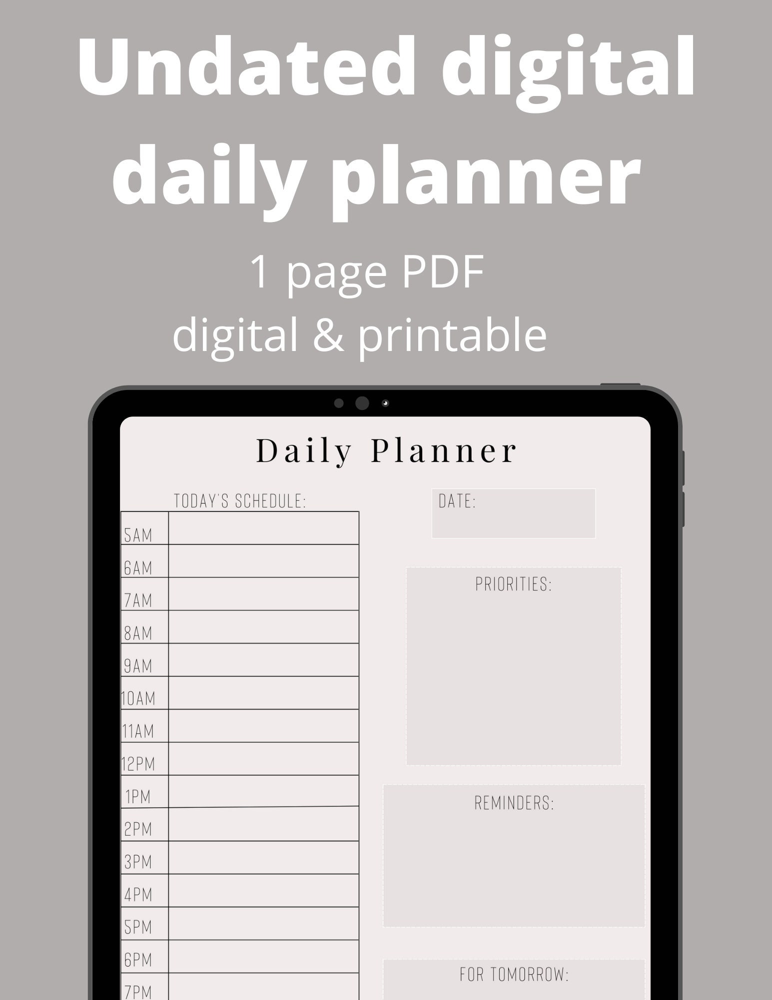 Digital Daily Planner Printable Daily Planner Undated - Etsy