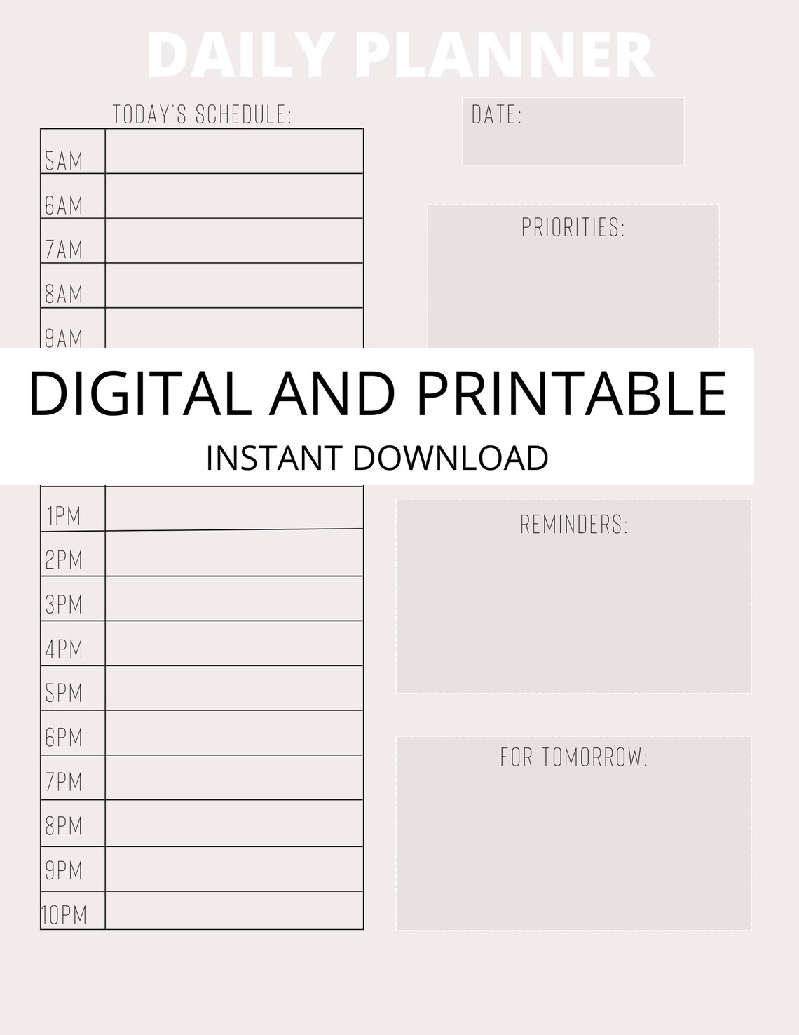 Digital Daily Planner Printable Daily Planner Undated - Etsy