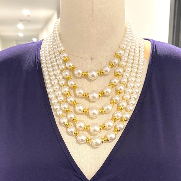 Pearl Statement Necklace - Etsy