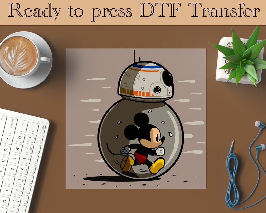 Mickey Mouse Bb 8 Dtf Transfer Disney Ready To Press Running Mickey Heat Transfer Star Wars