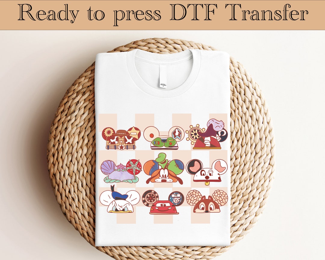 Disney Characters DTF Transfer, Mickey Ears, Buzz Woody Ariel Goofy ...