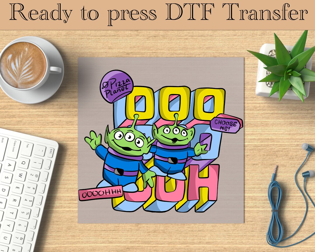 Little Green Aliens Heat Transfer, Disney Ready to Press, Pizza Planet ...