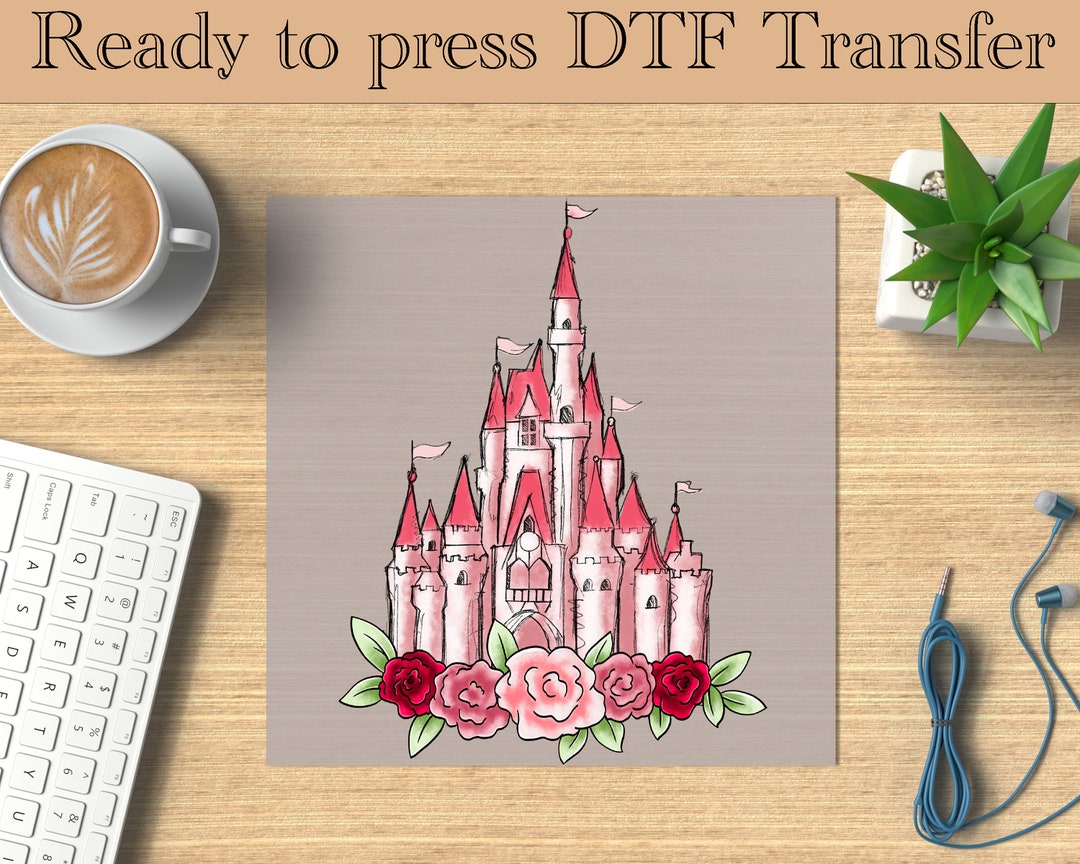 Floral Castle DTF Transfer, Disney Ready to Press, Magic Kingdom DTF ...