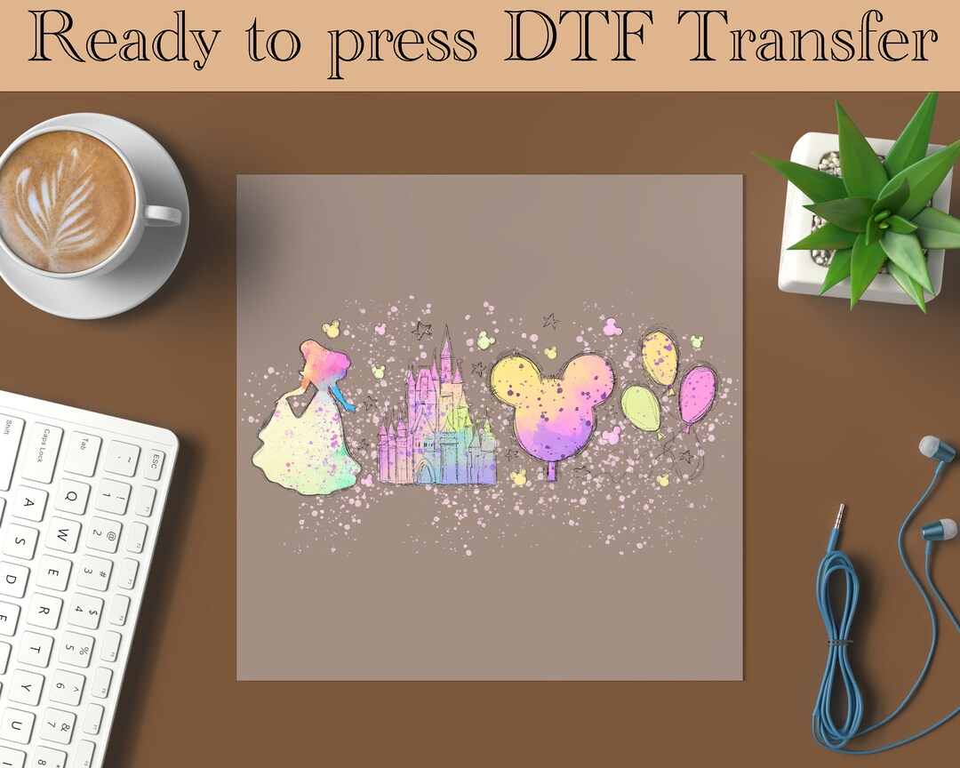 Princess DTF Transfer, Disney Watercolor Ready to Press, Disney Castle ...