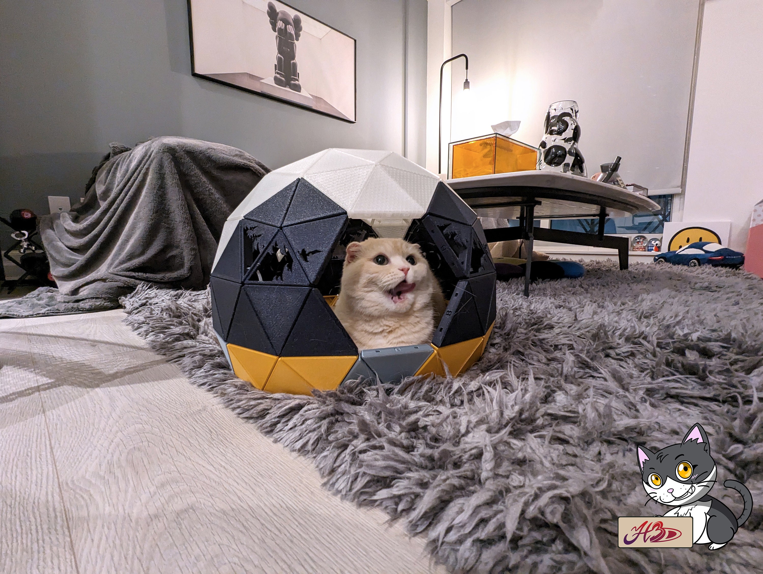 Ultimate 3D Printed Geodesic Cat Dome, Cozy & Stylish Feline Hideaway ...