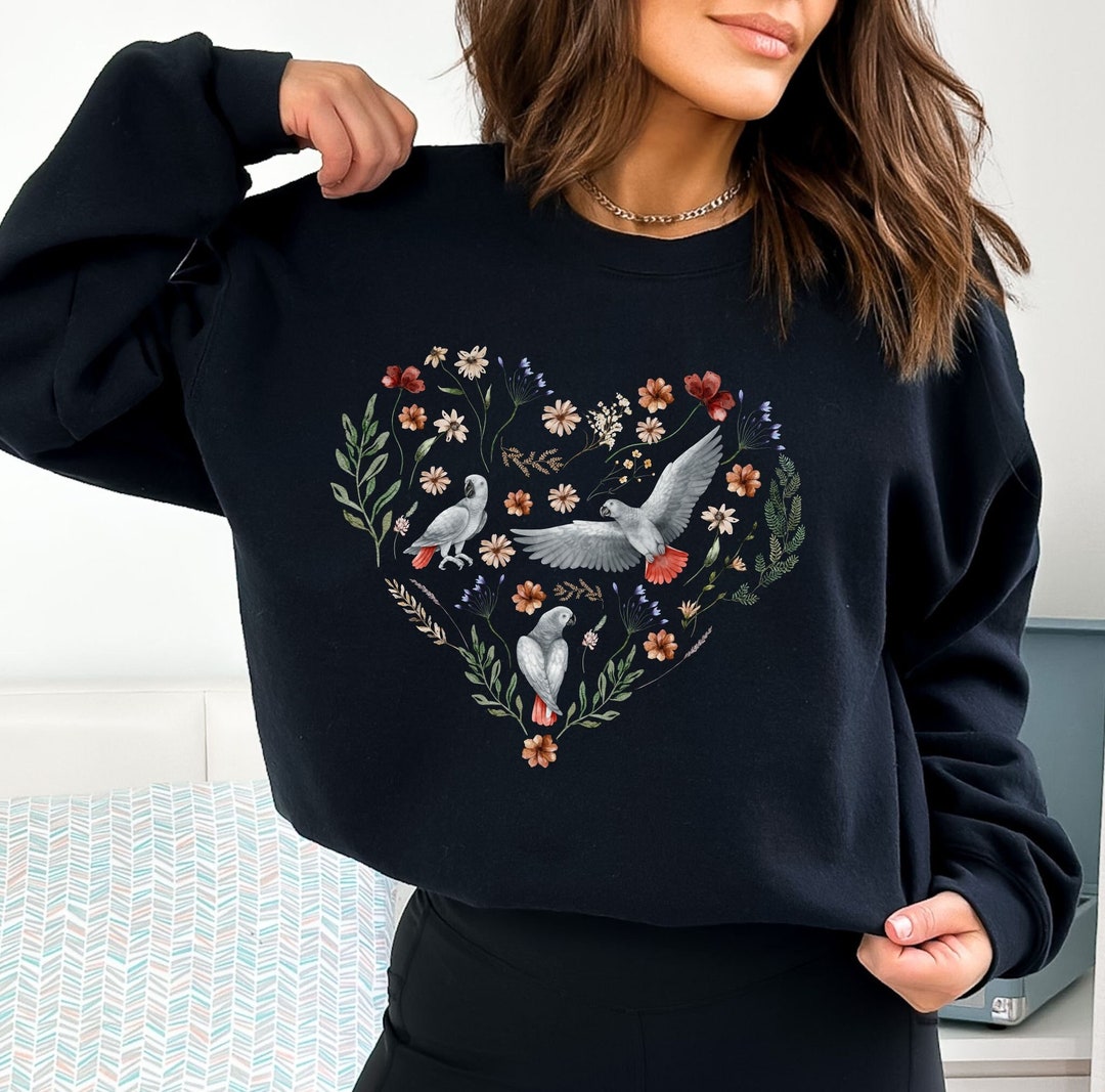 African Grey Parrot Sweatshirt, Bird Lover Sweater, Parrot Mom ...