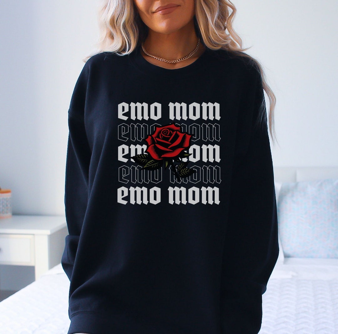 Emo Mom Black Sweatshirt Gift for Milleninial, Elder Emo Mama Crewneck ...