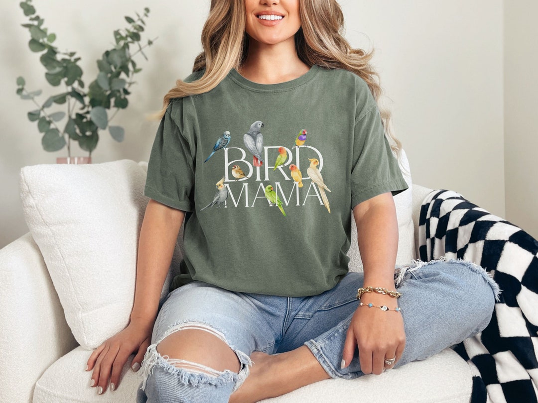 Bird Mama Shirt Comfort Colors Gift for Bird Owner, Budgie Cockatiel ...
