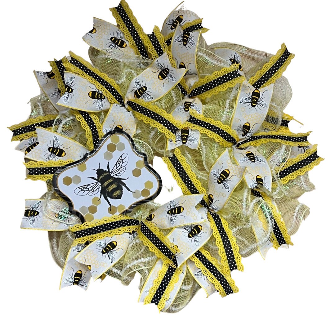 Deco Mesh Bumble Bee Wreath Pancake Style - Etsy