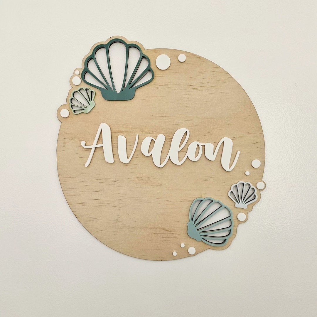 Personalised Shell Door Sign Mermaid Inspired Kids Decor Mermaids ...