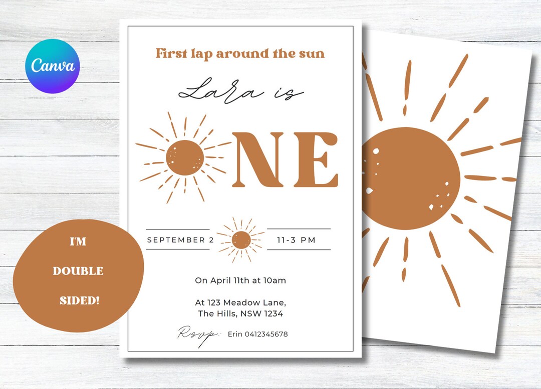 Lap Around the Sun Birthday Invitation, First Trip Sun Invitation ...
