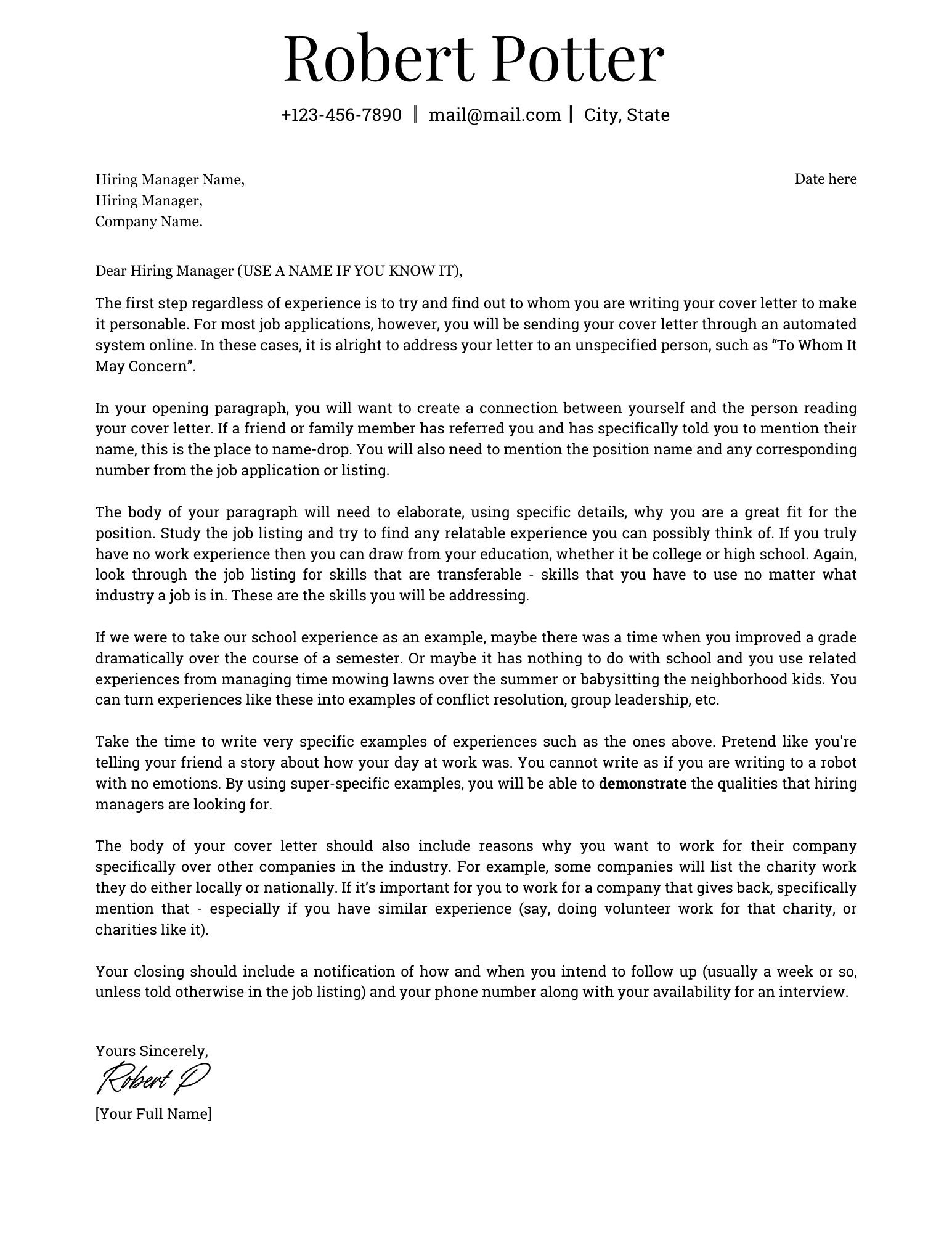 Modern Student Resume Template and Cover Letter, No Experience, for ...