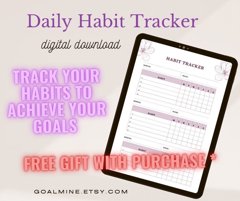 Habit Tracker Digital Printable Track Habits Achieve - Etsy