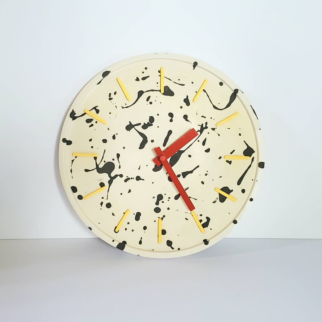 Postmodern Clock, Concrete Clock, Memphis Style Clock, 90s Clock, 80s ...