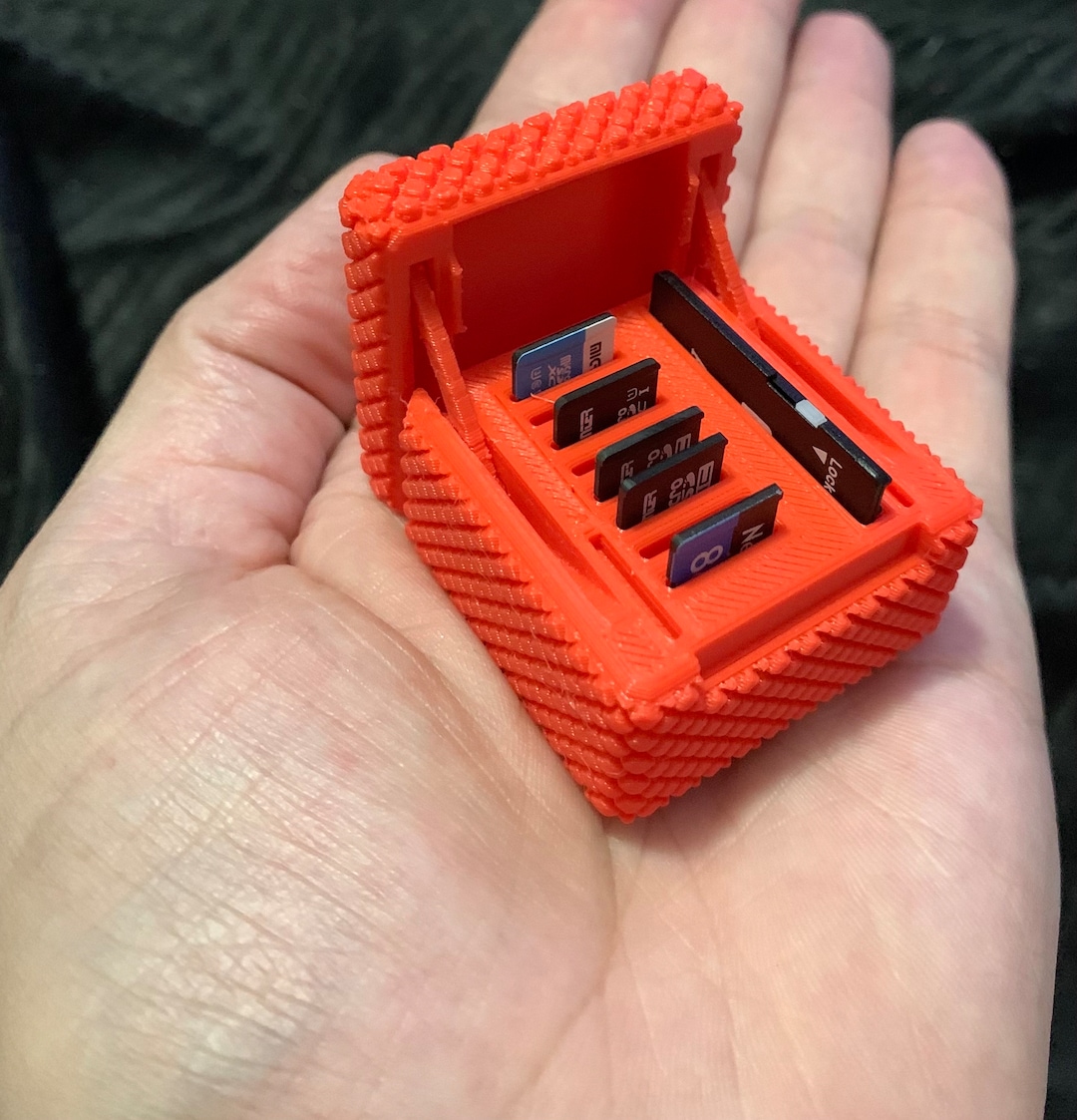 3D Printed Textured Flip Top Mini SD Card Holder. - Etsy