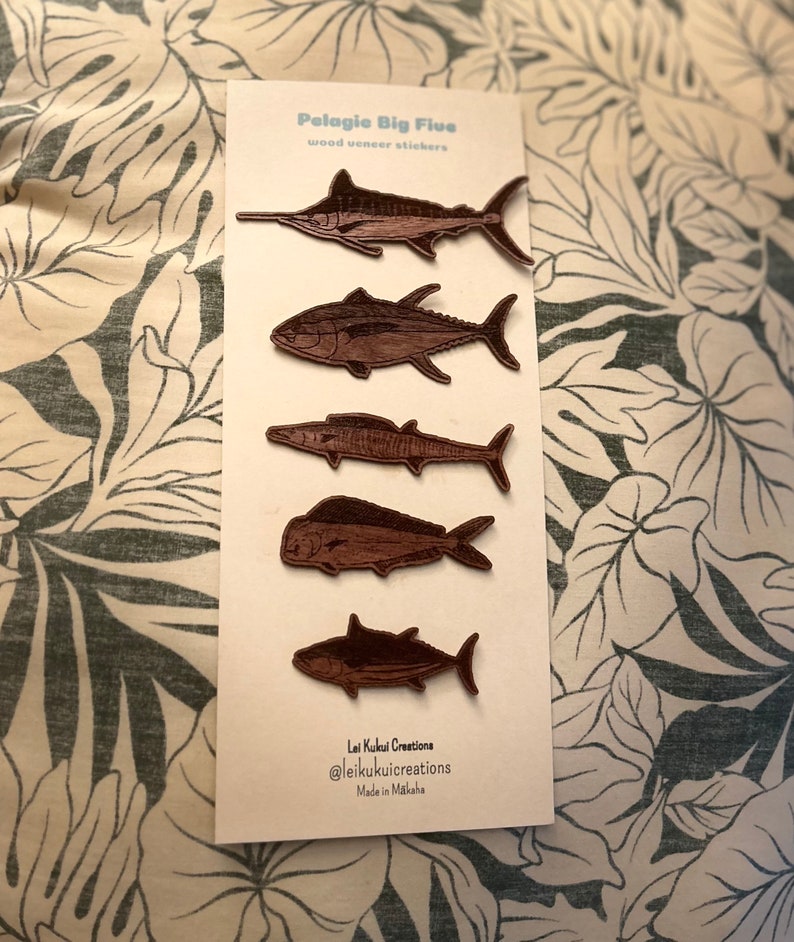 Pelagic Fish Wood Veneer Sticker Set - Etsy