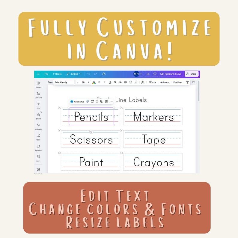 Editable School Supply Labels | Classroom Labels Printable | Aesthetic ...