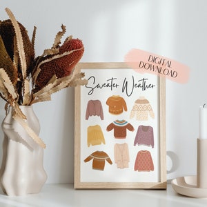 Sweater Weather Print, Fall Instant Download, Fall Printable, Sweater ...