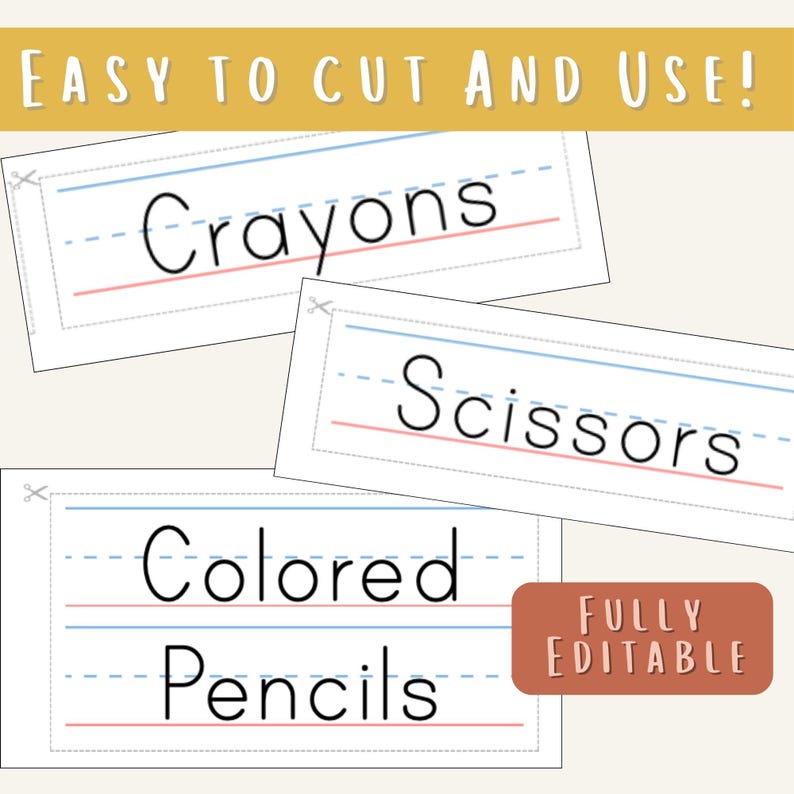 Editable School Supply Labels | Classroom Labels Printable | Aesthetic ...