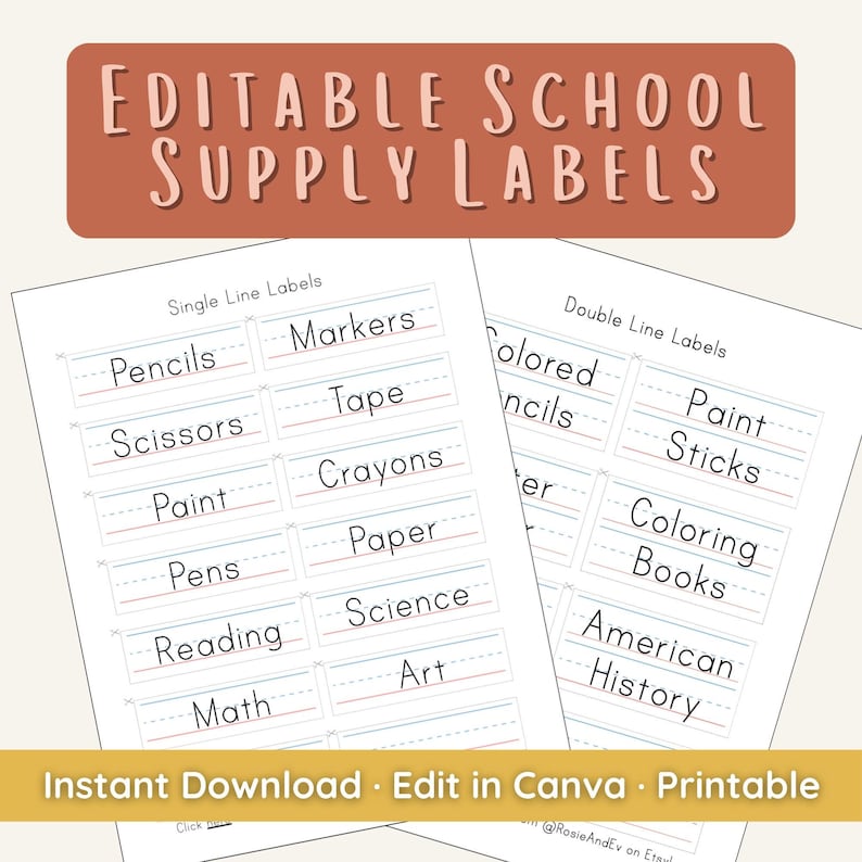 Editable School Supply Labels | Classroom & Home Organization (digital ...