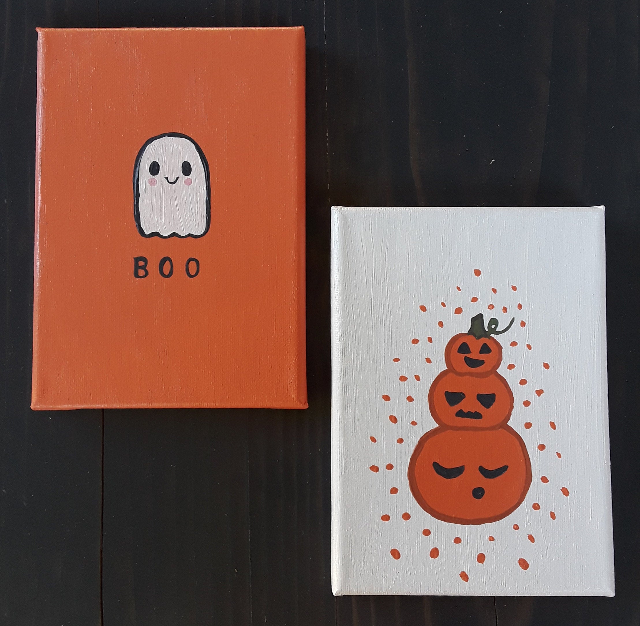 Hand Painted Cute Halloween Paintings - Etsy