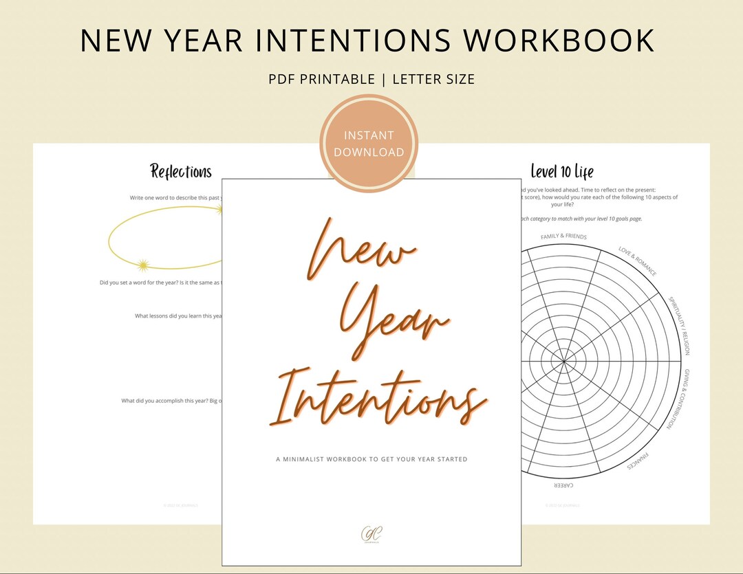 New Year Intention Setting, Goal Setting, Resolutions Workbook ...
